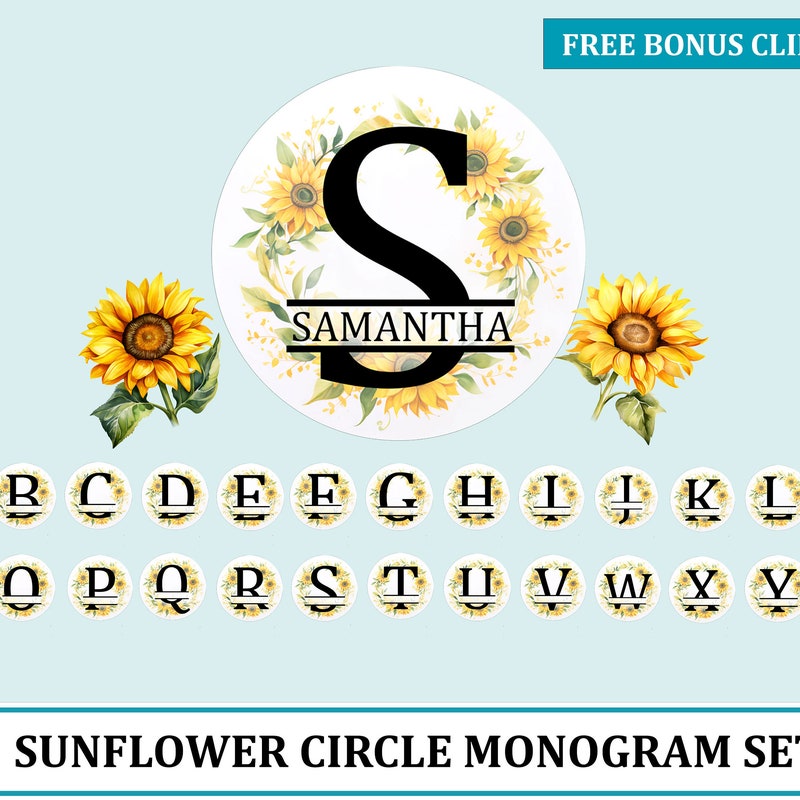 Sunflower Monogram - Etsy