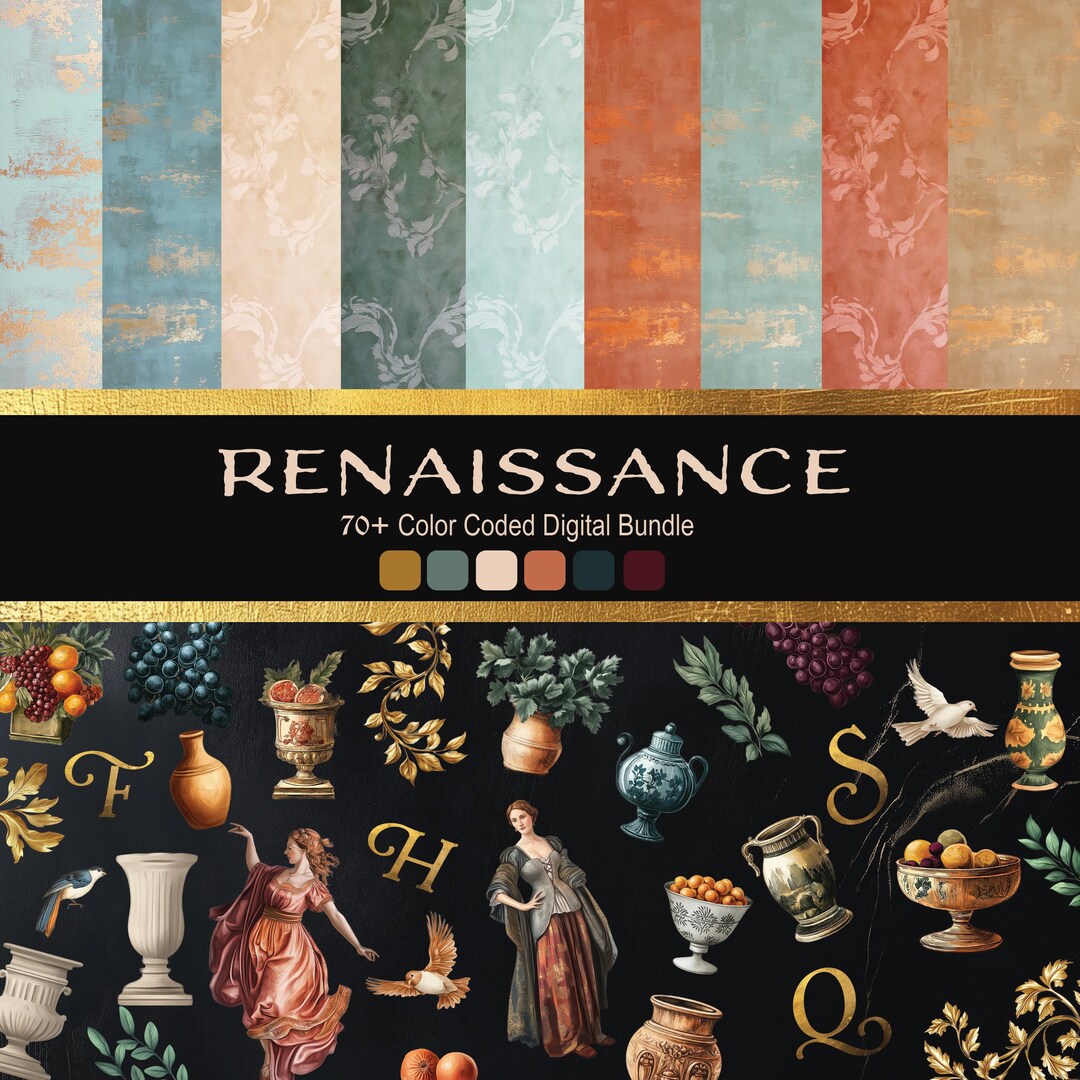 Italian Renaissance Clipart – Vintage Floral & Botanical Elements ...