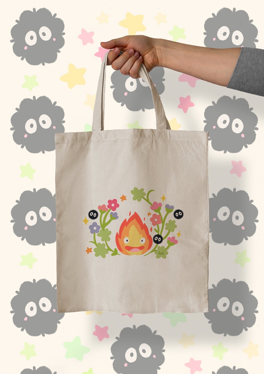 Tote Bag Calcifer Howls moving castle - Etsy España