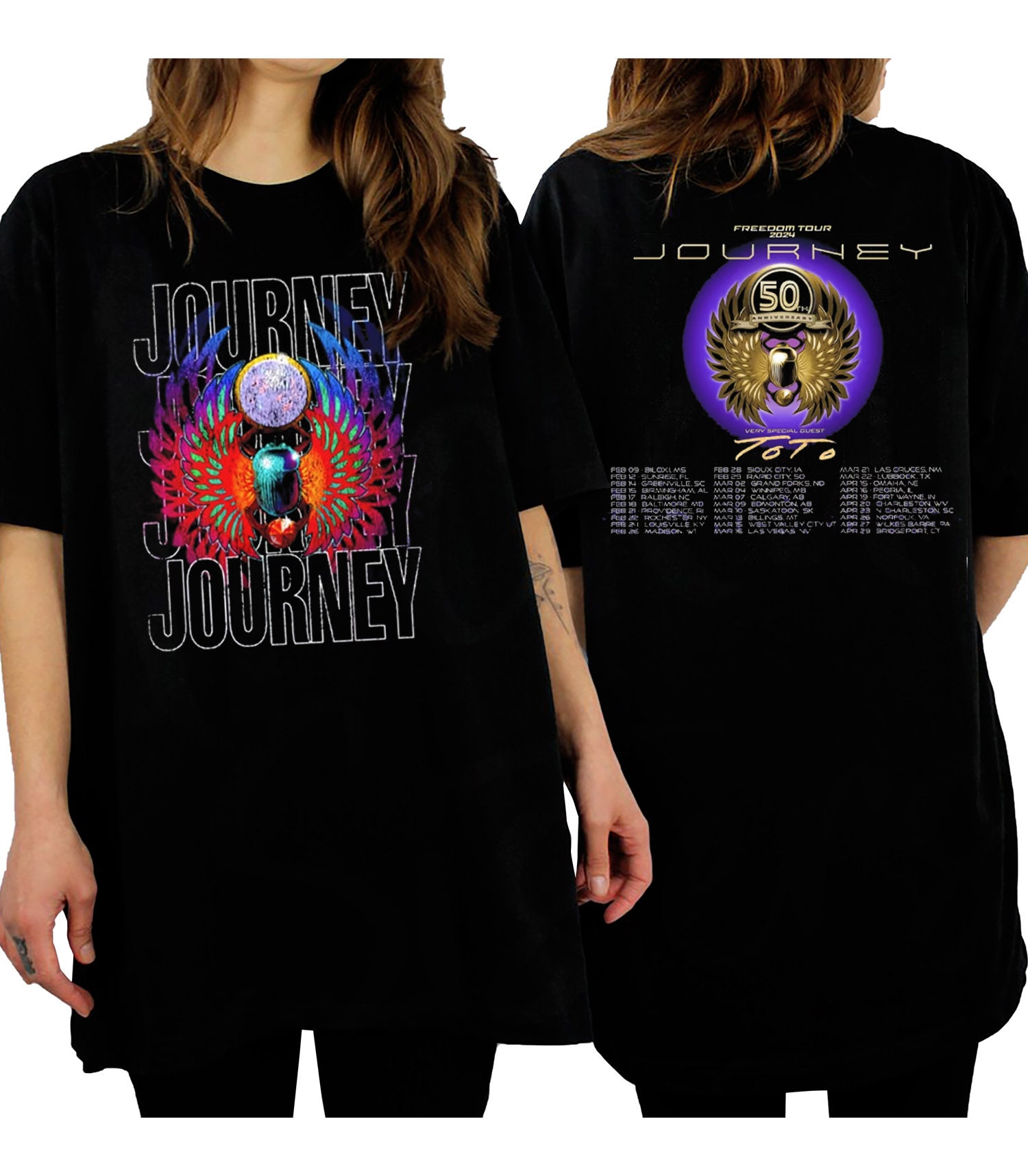 2024 Journey Band Freedom Tour Shirt, Journey Band Merch sold by Fine ...