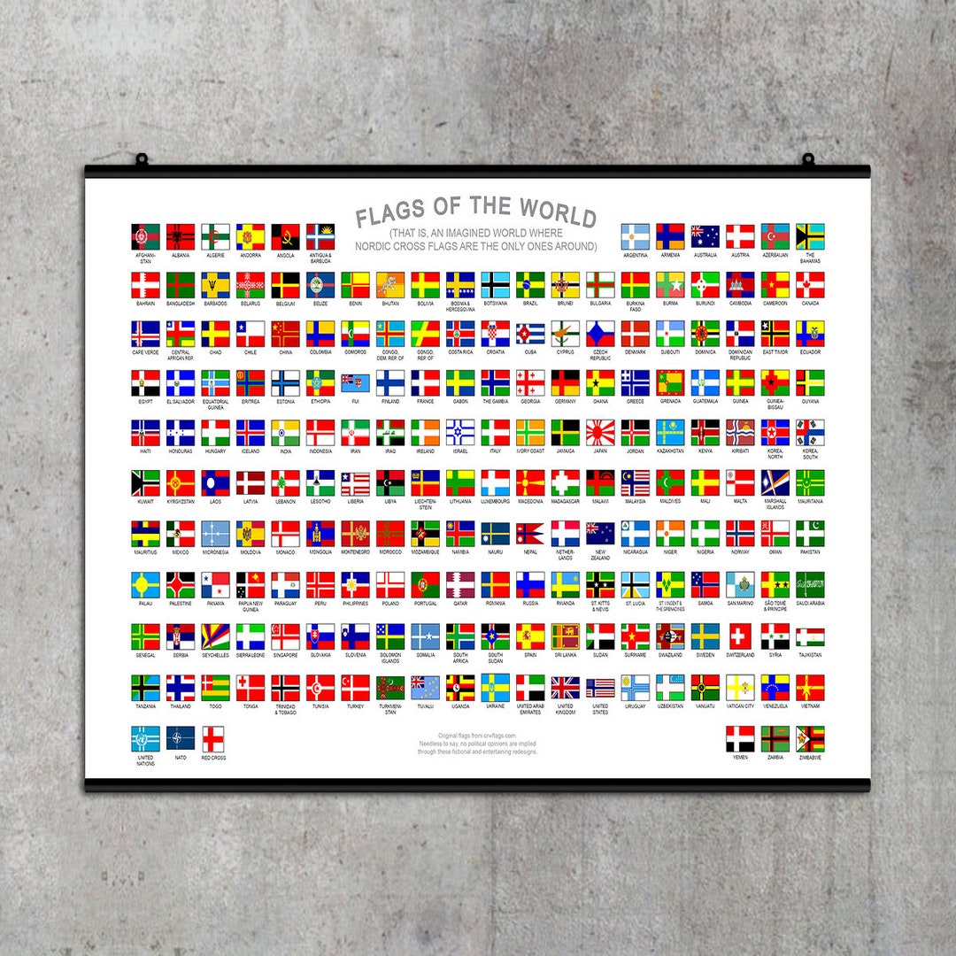 Flags of the World Oil Canvas Print Painting Wall Art Poster - Etsy