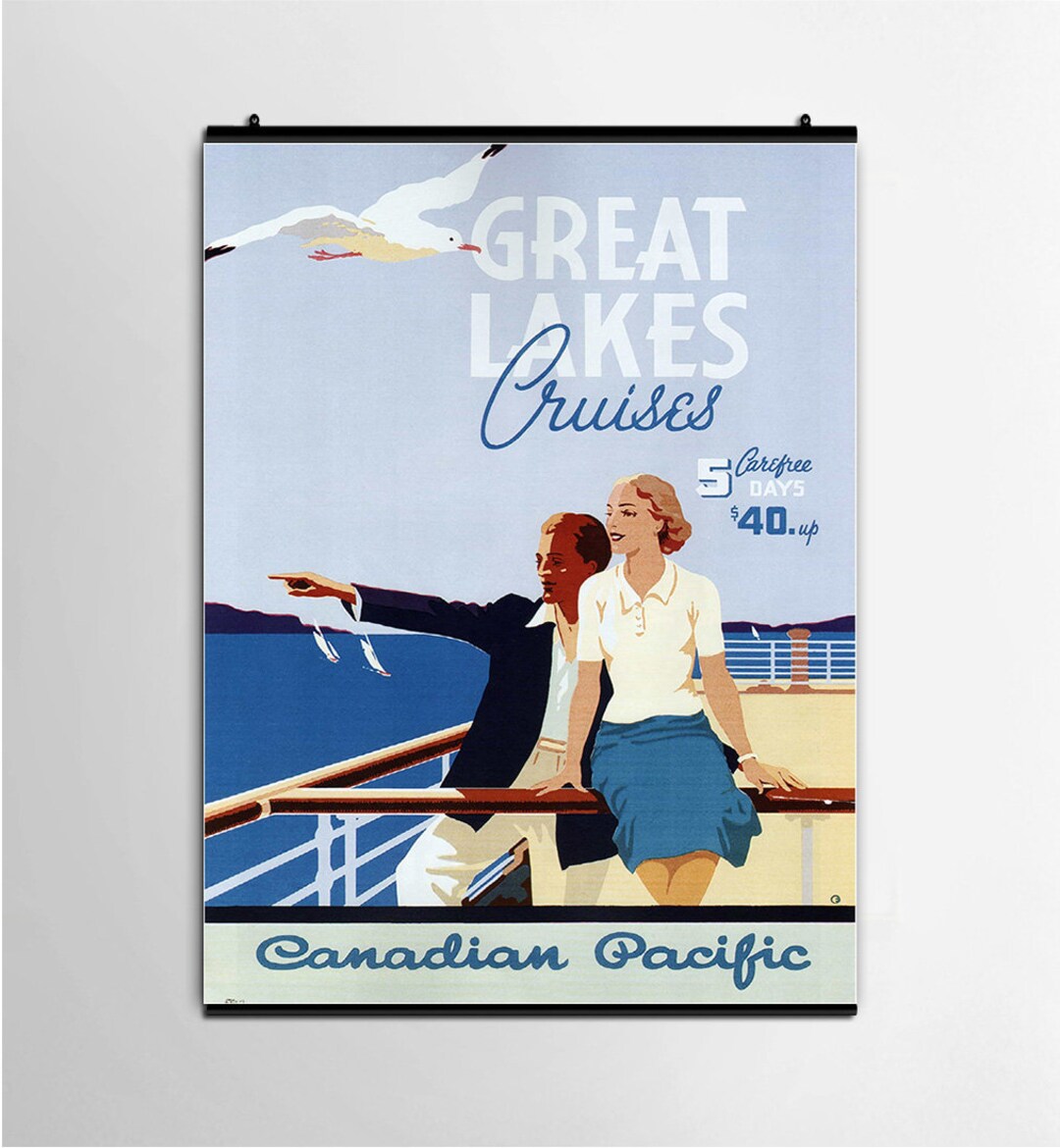 Vintage Travel Poster Great Lakes Cruises Retro Canvas Print - Etsy
