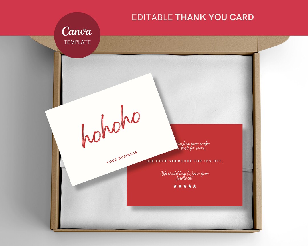Editable Christmas Thank You Card // Business Template, Holiday Package ...