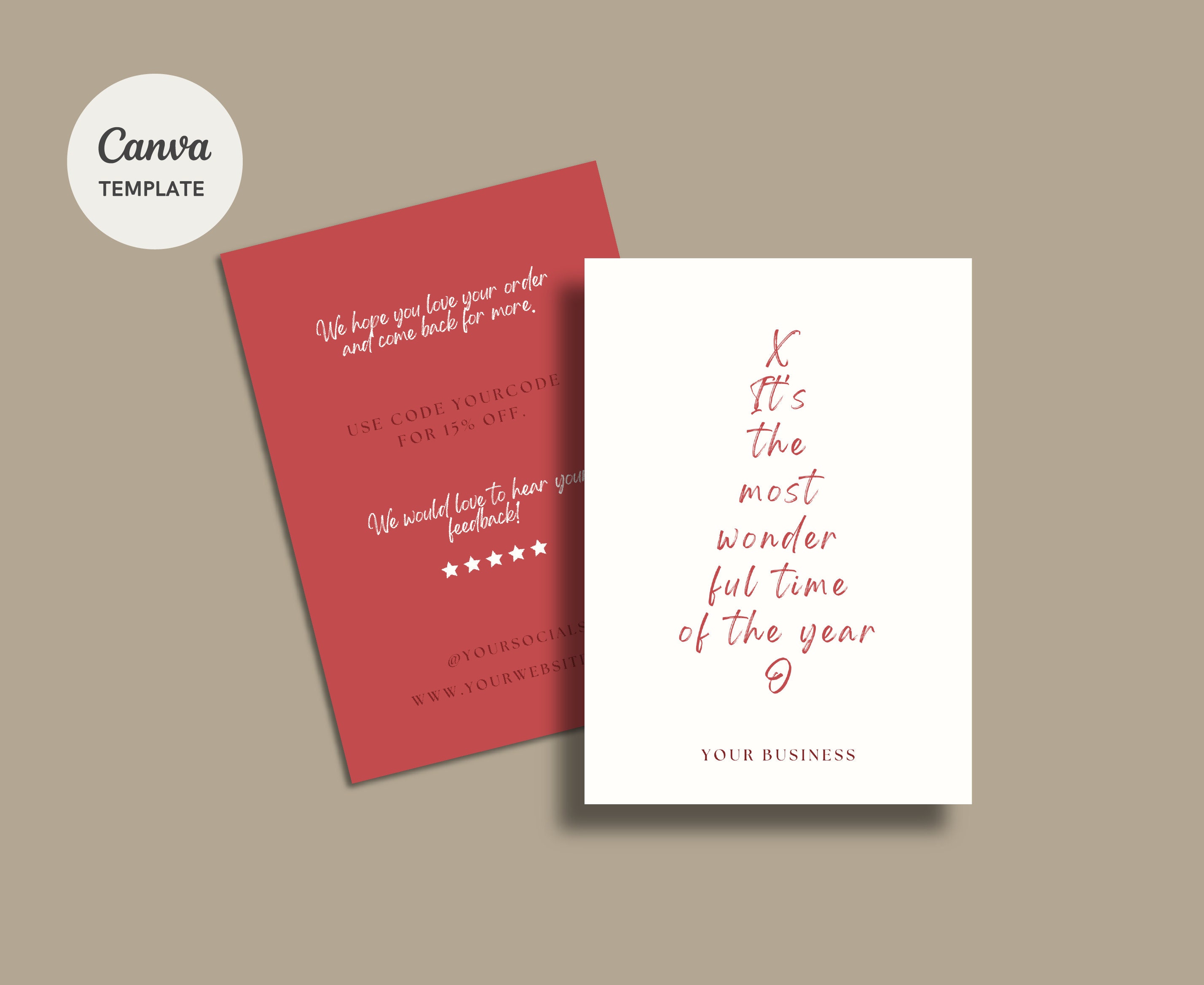 Editable Christmas Thank You Card // Business Template, Holiday Package ...