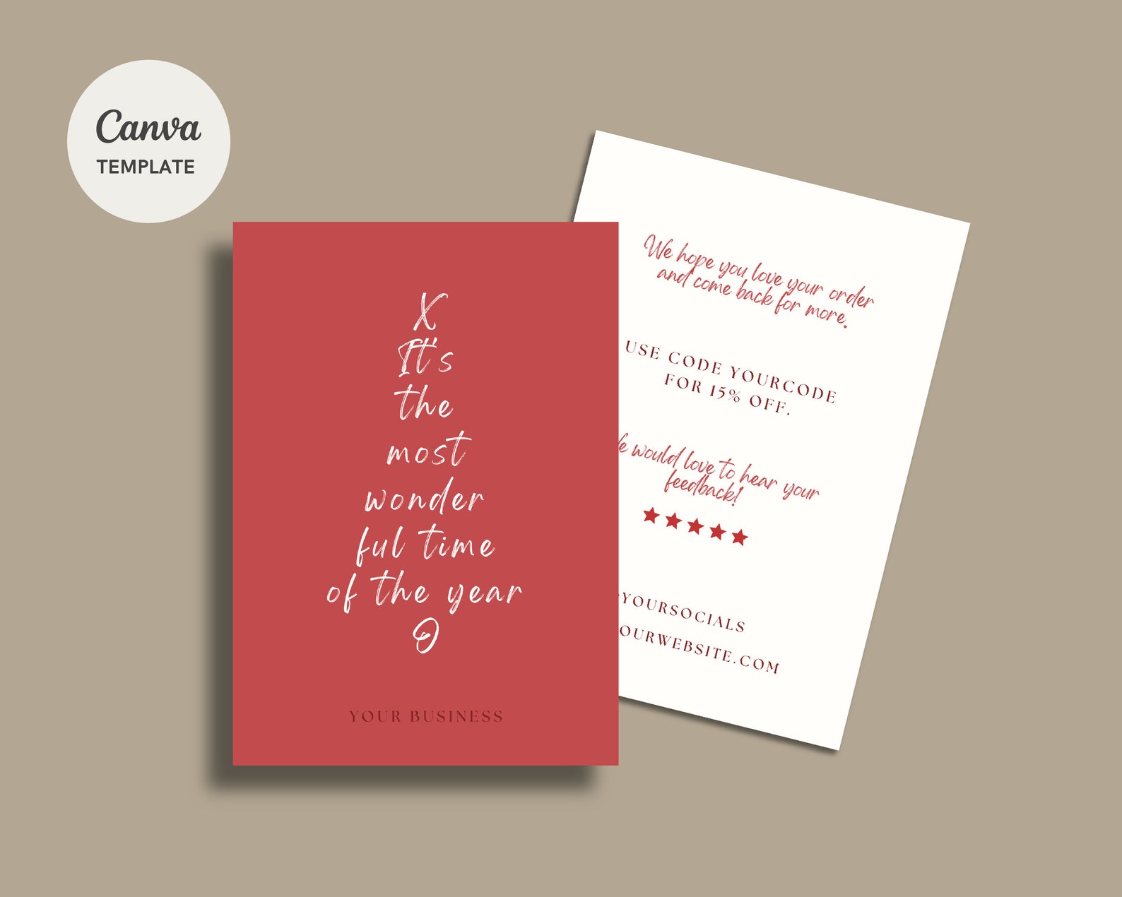 Editable Christmas Thank You Card // Business Template - Etsy