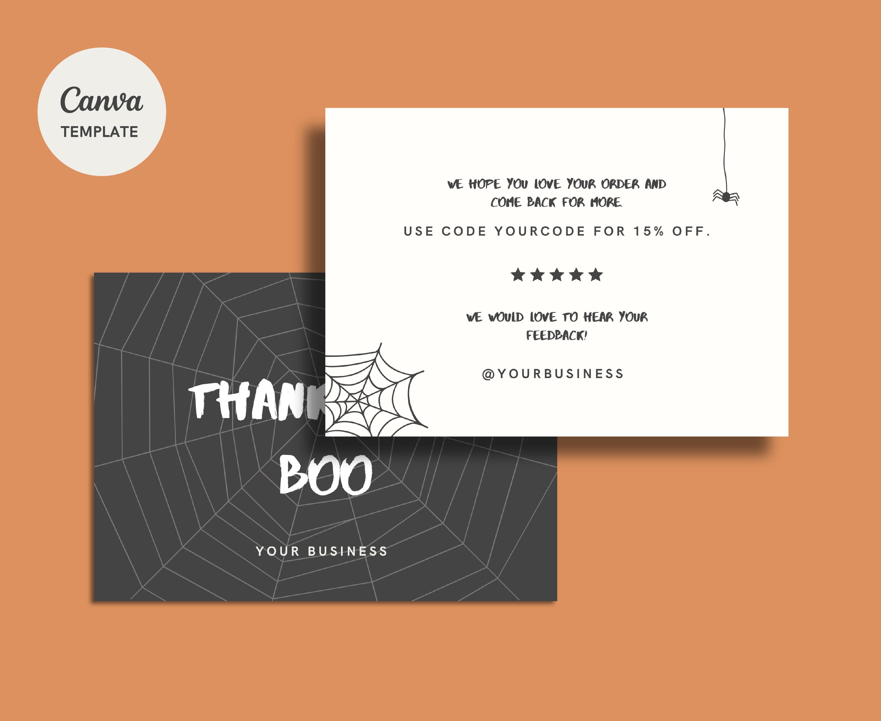 Editable Halloween Thank You Card // Business Template, Spooky Package ...