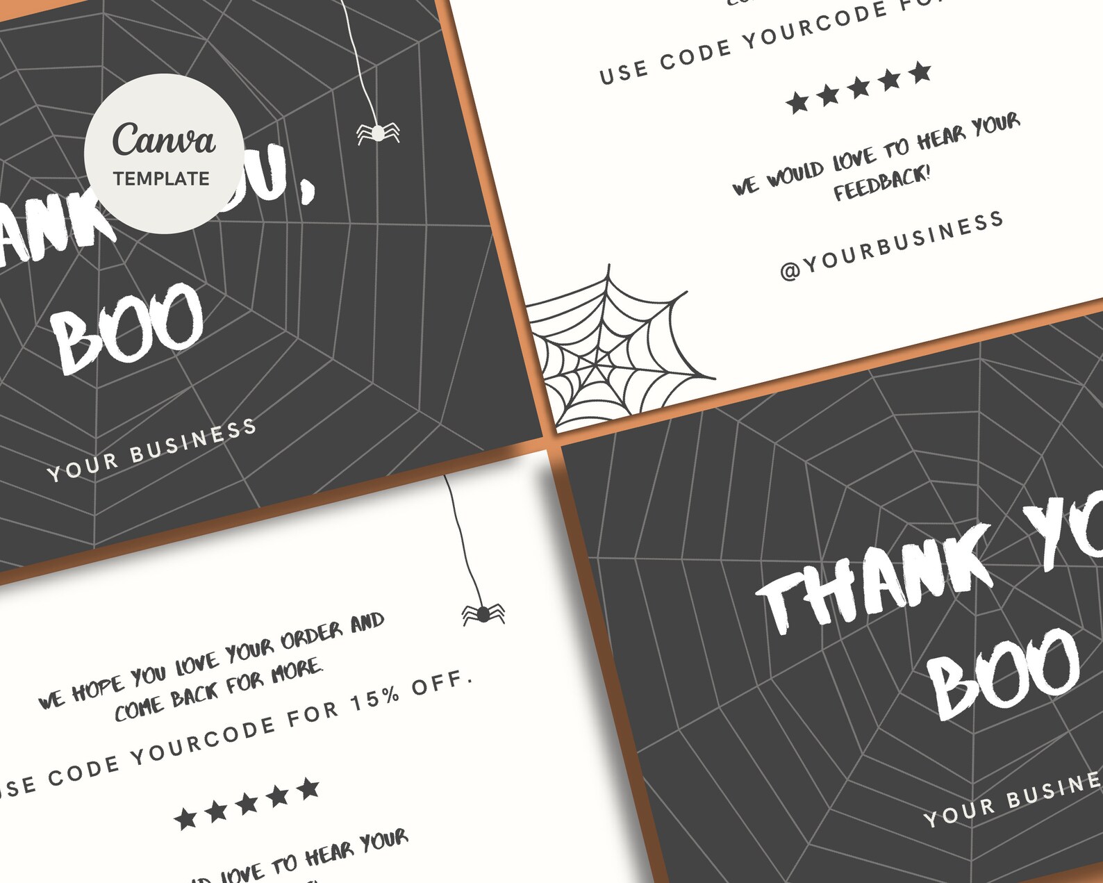 Editable Halloween Thank You Card // Business Template, Spooky Package ...