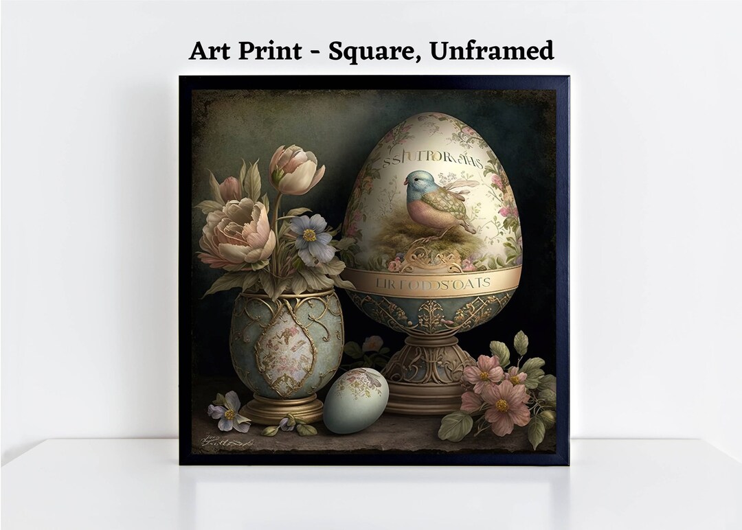 Vintage Easter Wall Art Print,easter Eggs Painting,spring Flowers ...
