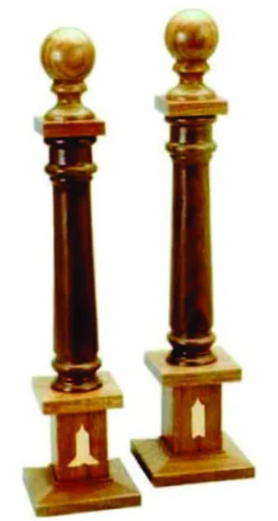 Masonic Regalia Wooden Free Mason Wood Columns Senior Warden and Junior ...