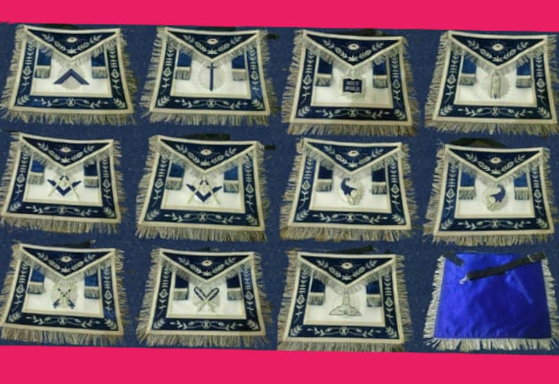 Masonic Regalia Blue Lodge Officer Aprons Bullion Hand Embroidered Pack ...