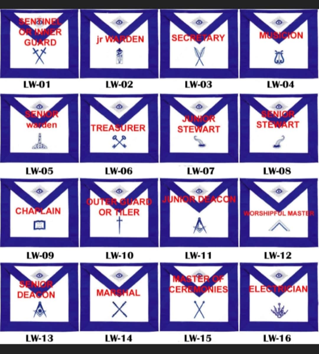 MASONIC Regalia Blue Lodge Officer Apron Set of 16 APRON - Etsy