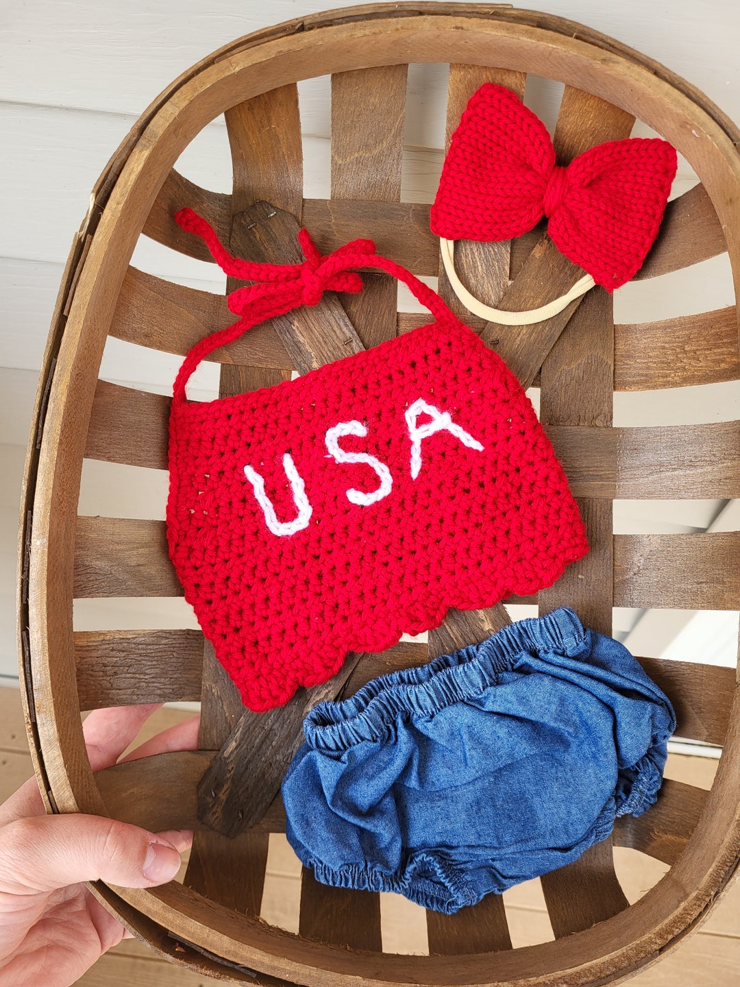 USA Crochet Toddler/baby Ruffled Crop Top for 4th of July Summer - Etsy
