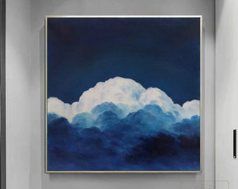 White Cloud Wall Art Large Cloud Sky Painting Original Cloud Oil ...