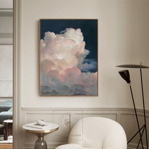 White Cloud Wall Art Large Cloudy Sky Painting Original Cloud Oil ...