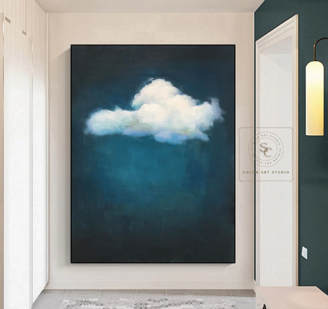 Large Blue Oil Painting Blue Abstract Painting on Canvas - Etsy