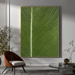 Large Green Leaf Painting Green Abstract Painting Leaf Oil Painting on ...