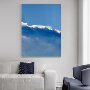 Blue Cloud Abstract Painting Blue Sky Wall Art Large Cloud Wall Art ...
