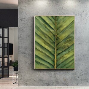 Green Leaf Wall Art Leaf Wall Painting Large Leaf Abstract Art Green ...