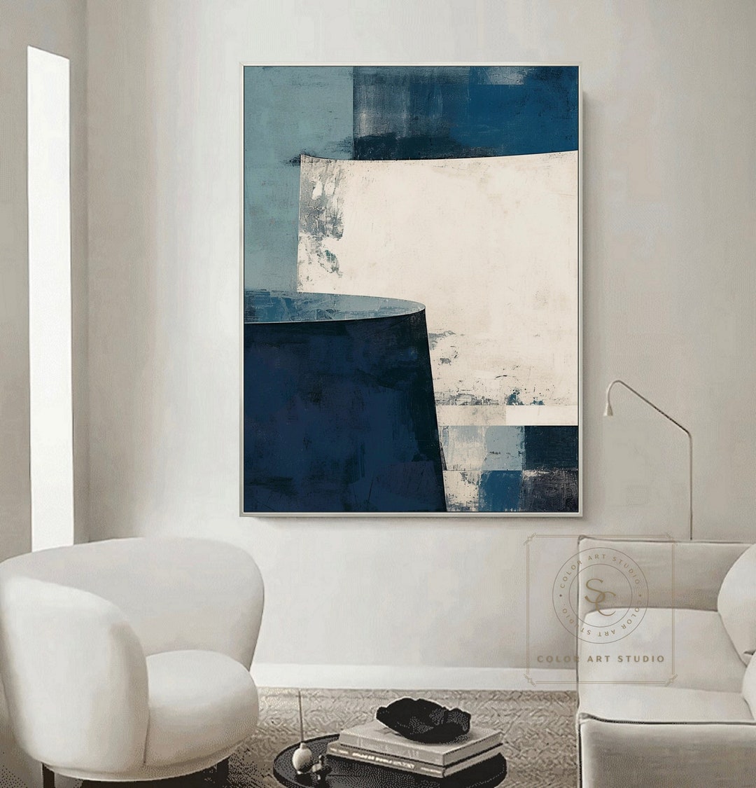 Blue Minimalist Wall Art Large Blue Painting Blue Abstract Art Blue ...