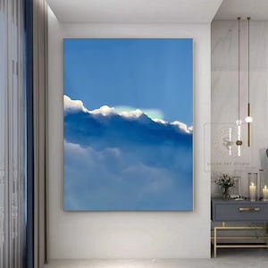 Blue Cloud Abstract Painting Blue Sky Wall Art Large Cloud Wall Art ...