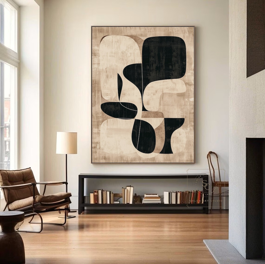 Large Beige Abstract Art Beige Minimalist Painting Beige Wall Art ...