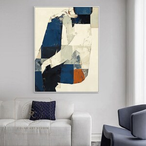 Figure Abstract Painting Woman Abstract Art Blue Wall Art Large ...