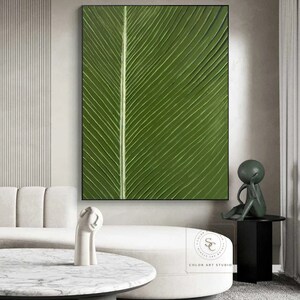 Large Green Leaf Painting Green Abstract Painting Leaf Oil Painting on ...