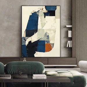 Figure Abstract Painting Woman Abstract Art Blue Wall Art Large ...