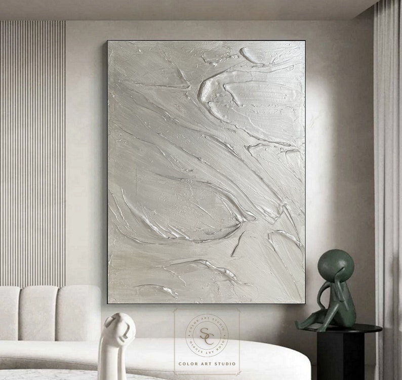 Silver Abstract Painting Silver Abstract Art Silver 3d Texture - Etsy