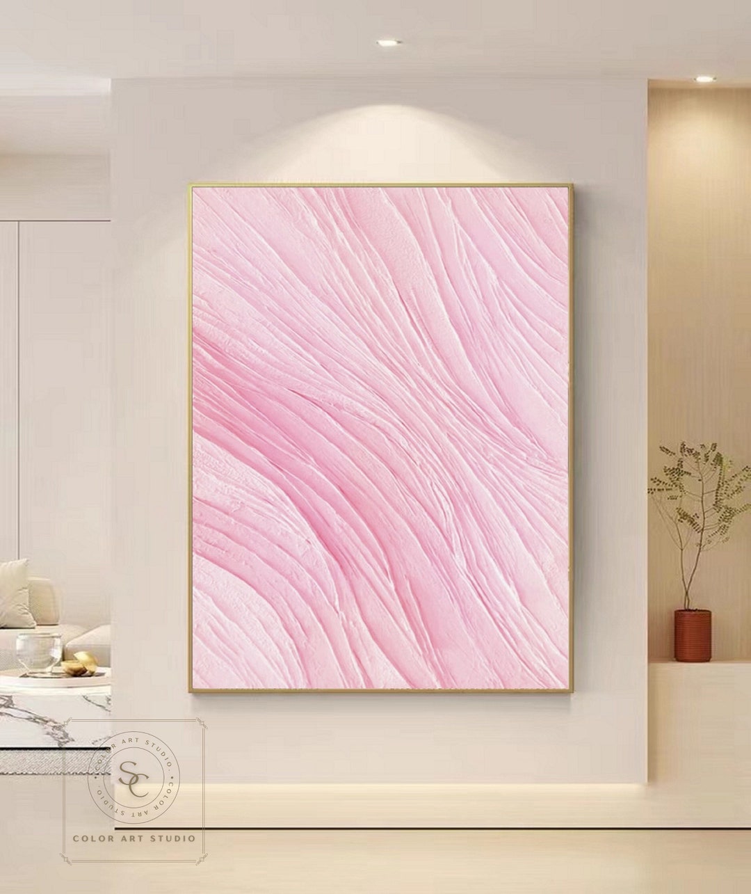 Pink Abstract Art Pink Texture Painting Large Pink Wall Art Pink ...