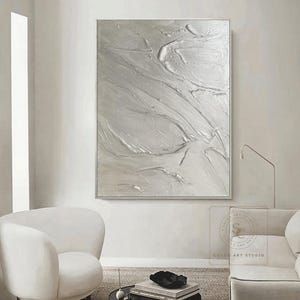 Silver Abstract Painting Silver Textured Art Silver Wall Painting ...