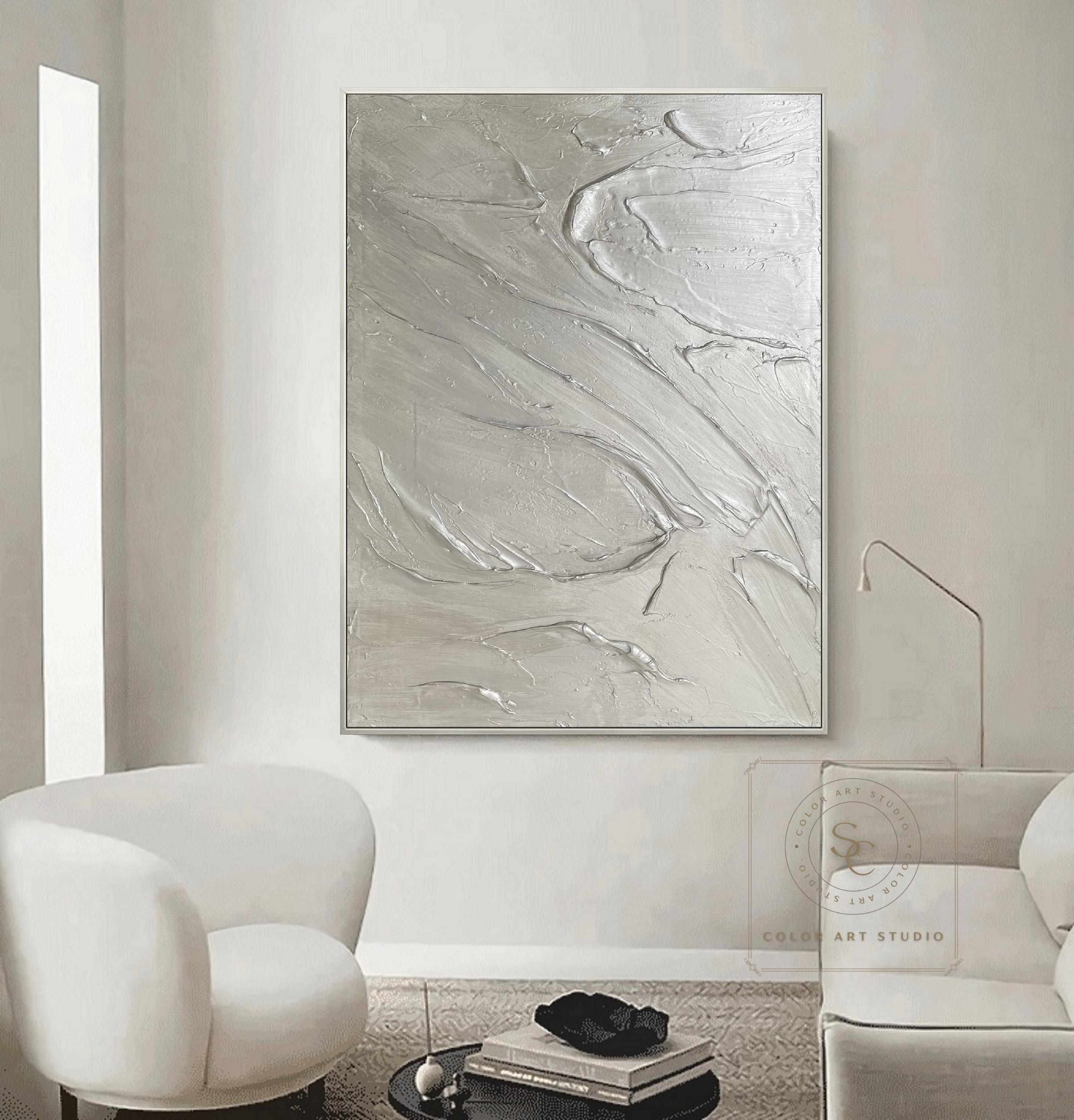 Silver Abstract Painting Silver Textured Art Silver Wall Painting ...
