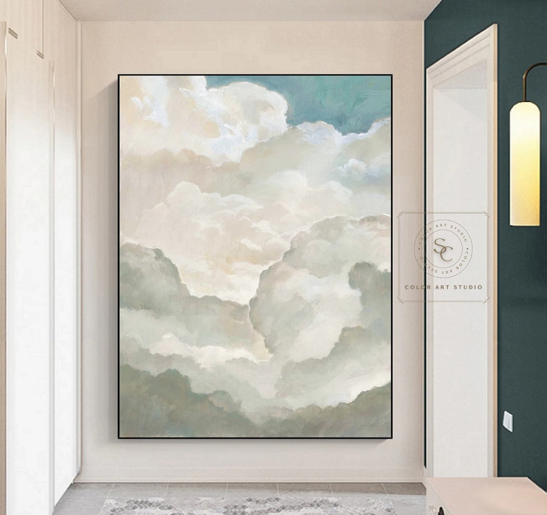 Large Cloud Oil Painting White Cloud Abstract Painting Cloudy Sky ...