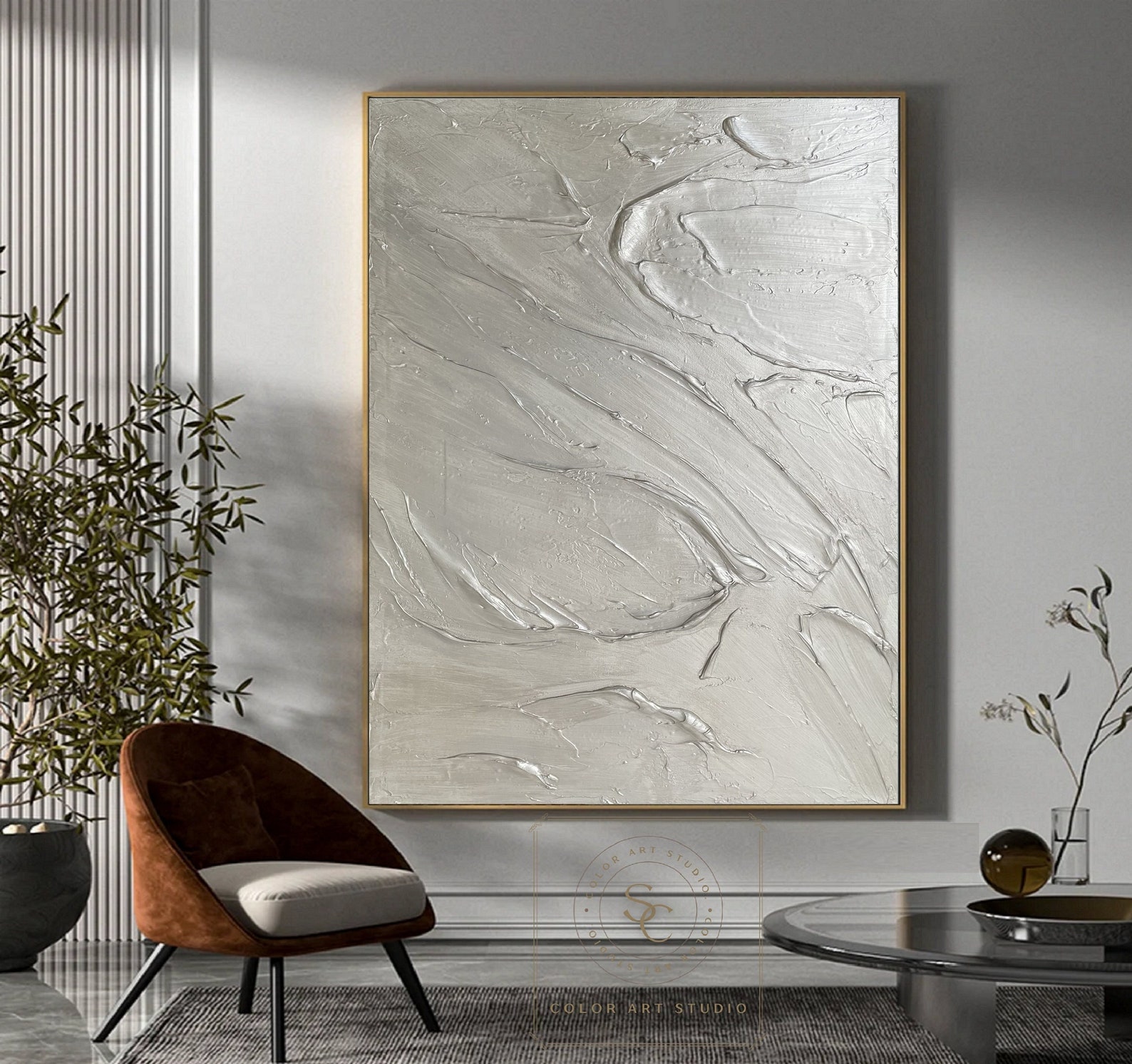 Silver Abstract Painting Silver Abstract Art Silver 3d Texture - Etsy