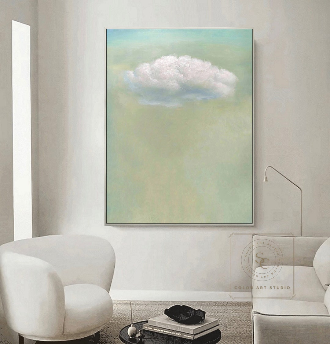 Light Yellow Painting Cloud Abstract Painting Yellow Minimalist Wall ...