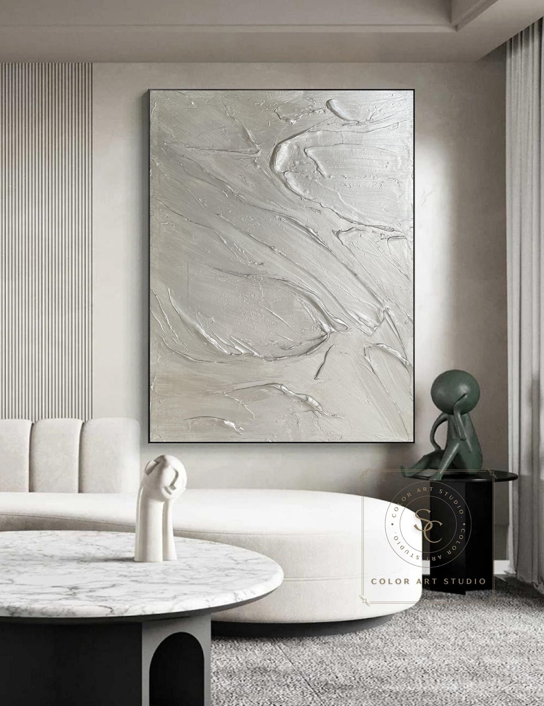 Silver Abstract Painting Silver Textured Art Silver Wall Painting ...