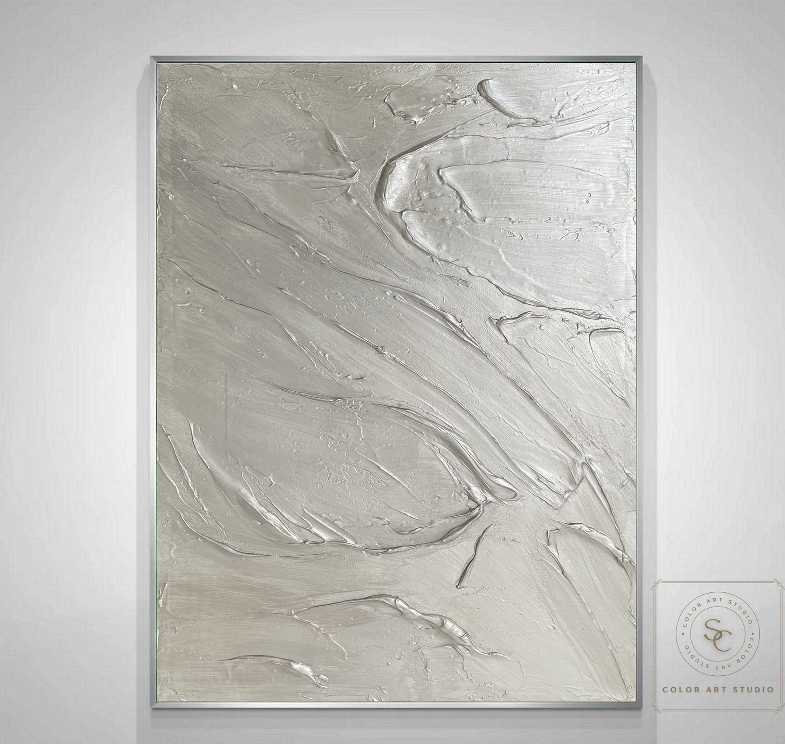 Silver Abstract Painting Silver Abstract Art Silver 3d Texture - Etsy