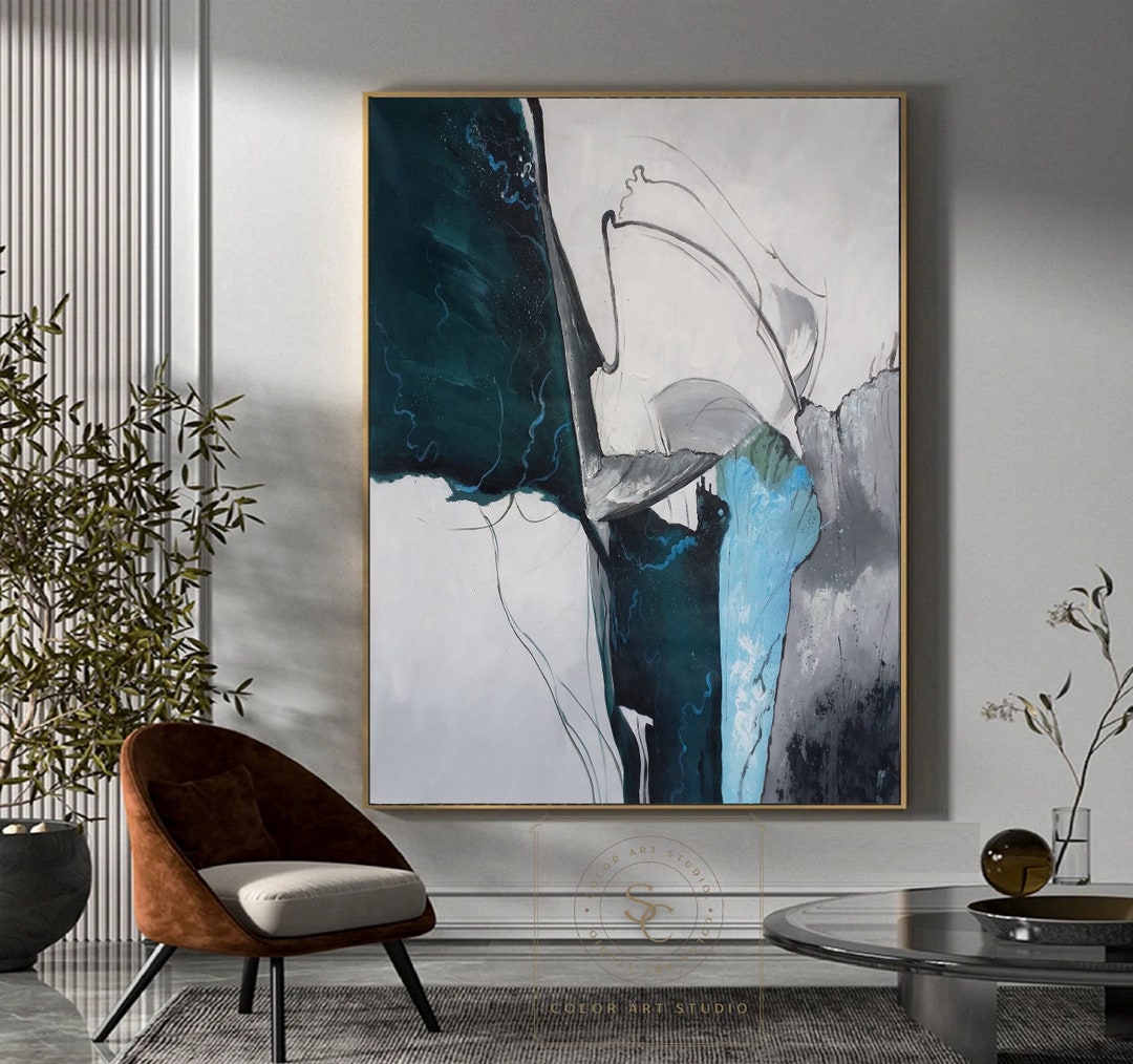 Original Abstract Painting Green Minimalist Abstract Painting Green ...