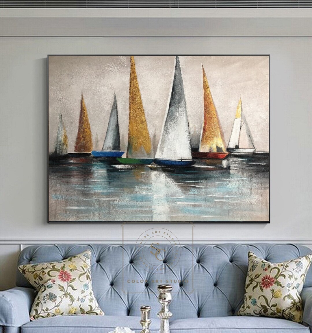 Large Sailboat Painting Colorful Sailboat Abstract Art Sailboat ...