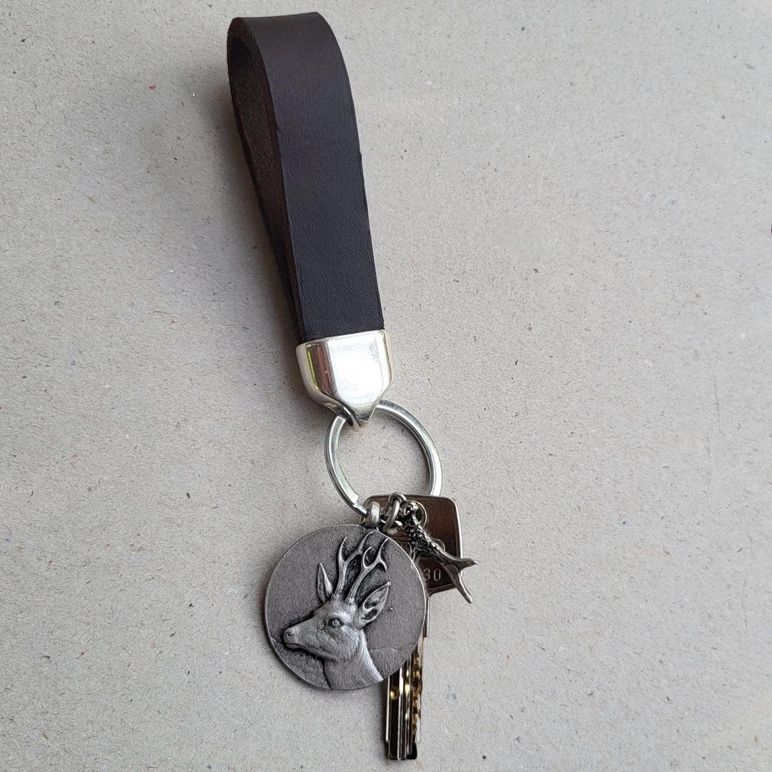 Leather Roe Deer Keyring | Gift for Forest Lovers | Hunting Motif ...