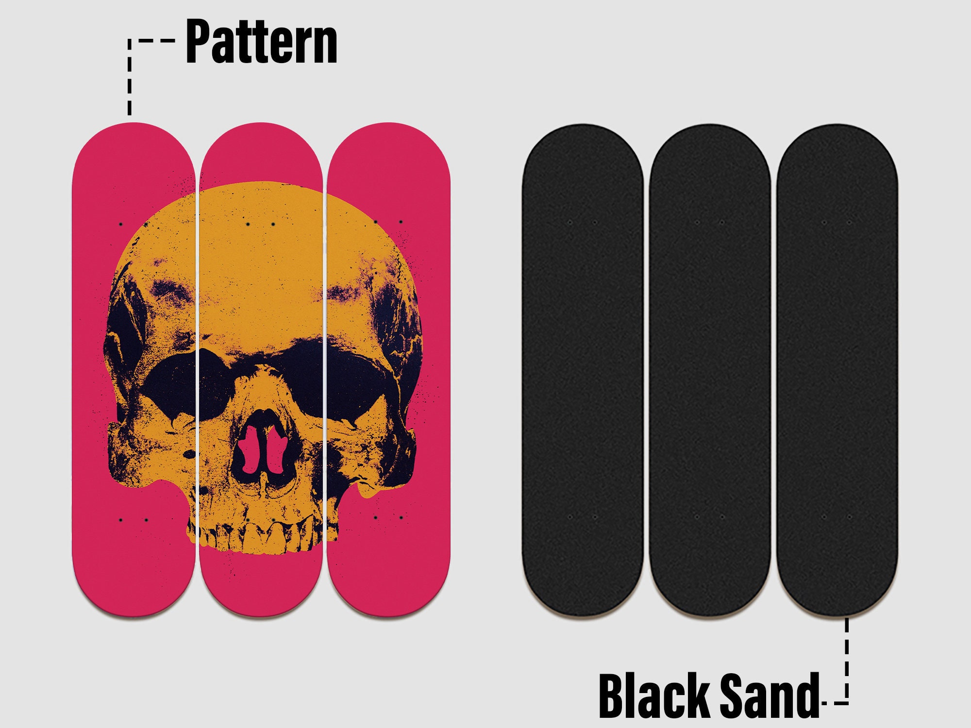 Set of 3pcs Human Skeleton Skateboard Deck Wall Art Wall - Etsy