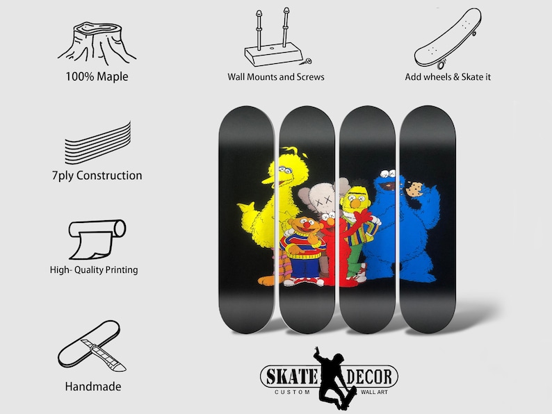 Cute Kwas Skateboard Wall Art, Skate Deck, Home Decor, Wall Hanging ...