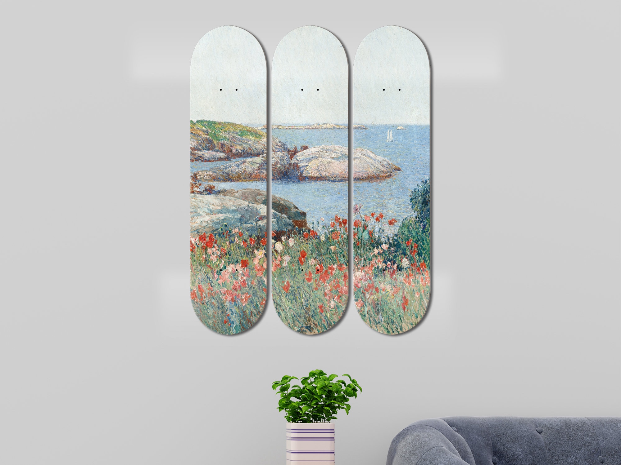 Set of 3pcs Oil Painting Isles of Shoals Skateboard Deck Wall Art, Wood ...