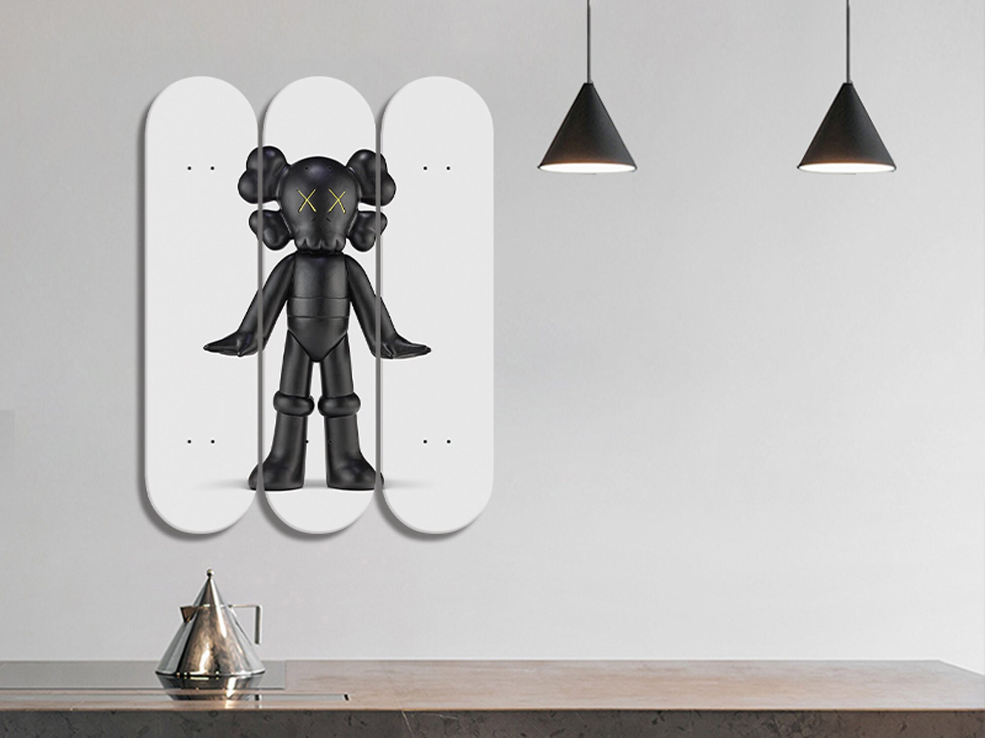 Kaws Robot Black Skateboard Art, Wall Decor, Aesthetic Wall Art- Pro ...