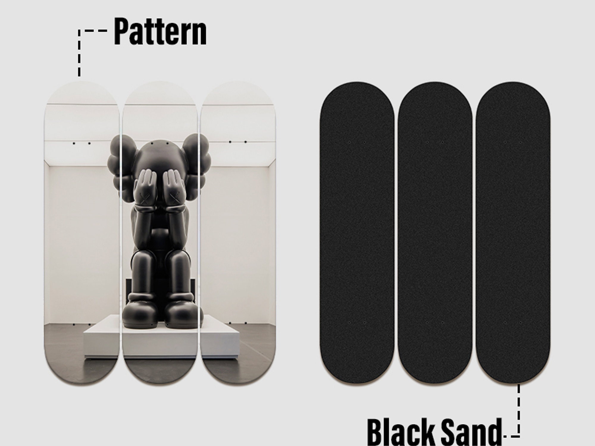 Set of 3pcs Kaws Robot Skateboard Art, Wall Decor, Aesthetic Wall Art ...