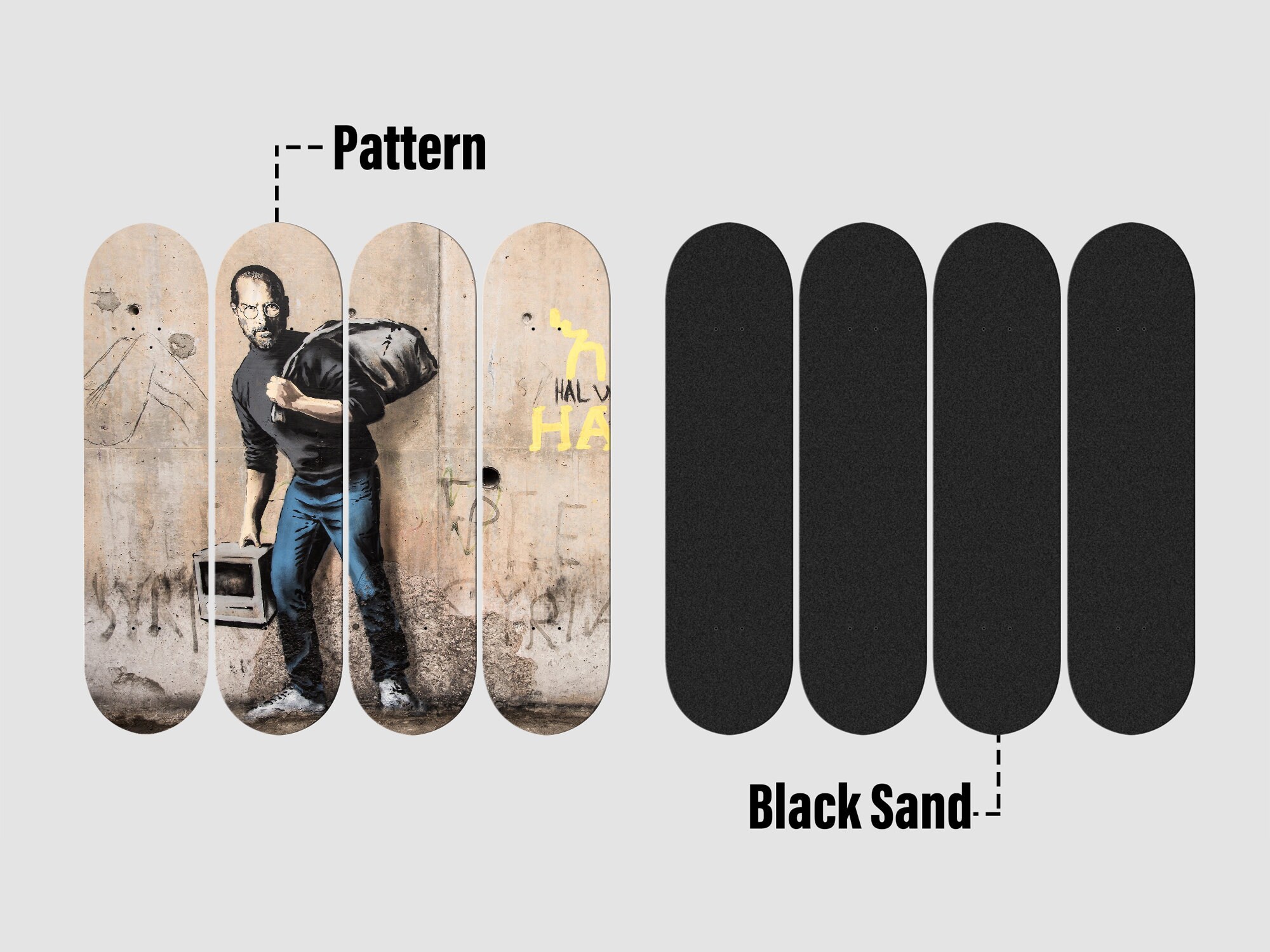 Set of 4pcs Banksy Identity Unmasked Art Painting Skateboard Wall Art ...