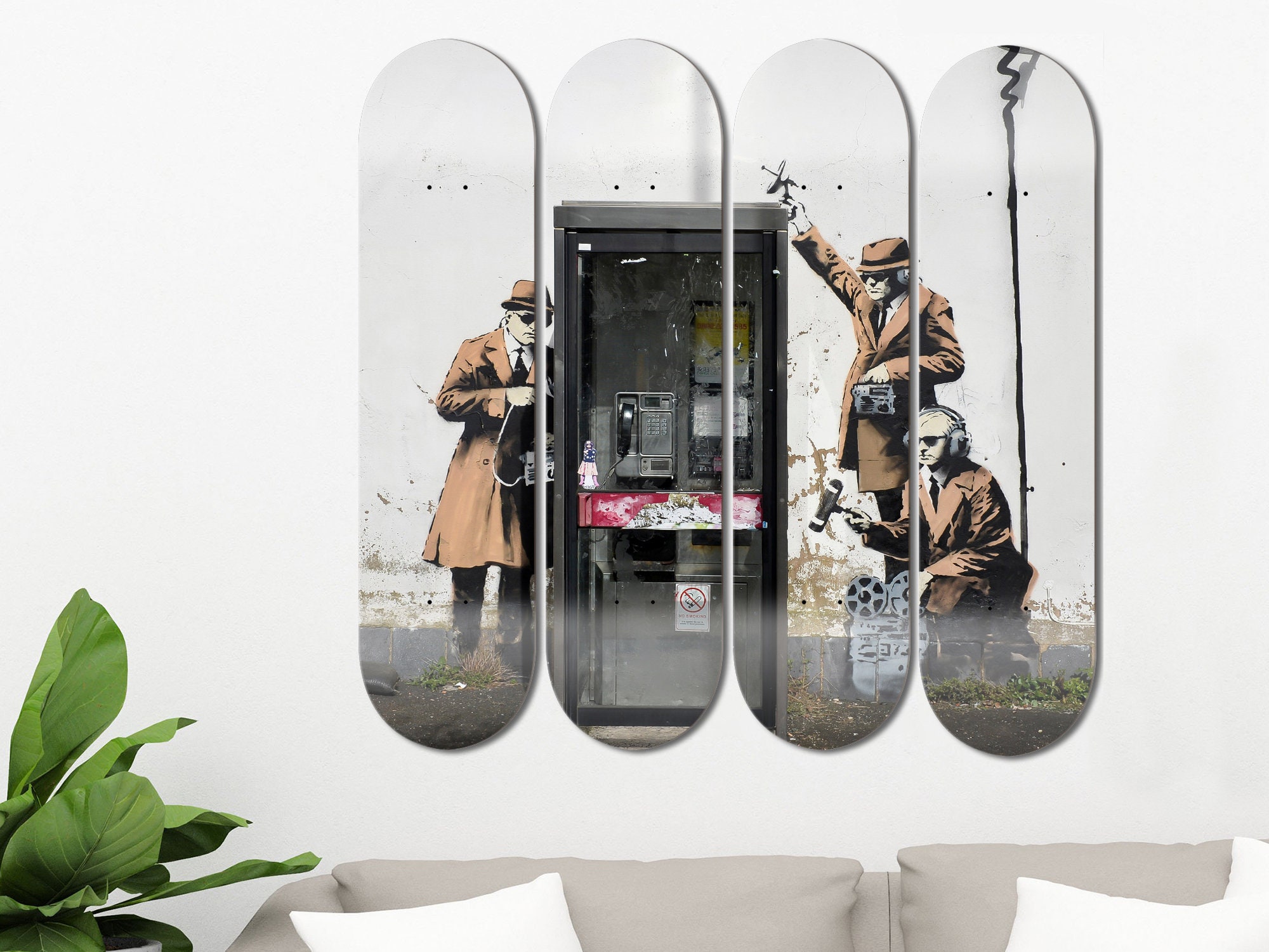 Set of 4pcs Banksy Header Art Painting Skateboard Deck Wall Art, Wall ...