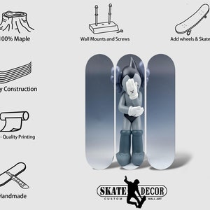 Set of 3pcs Kwas Pop Art Skateboard Deck Wall Art, Wall Hanged Room ...