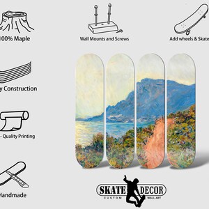 Set of 5pcs Claude Monet Art Skateboard Deck Wall Art, Wall Hanged ...