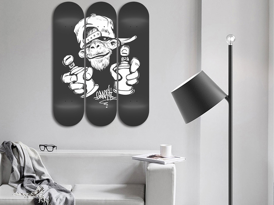 Set of 3 Cute Money Skateboard Wall Decor, Street Wall Art, Graffiti ...